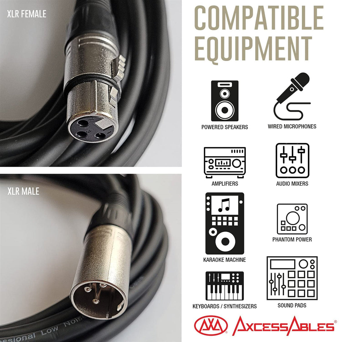 Male Female Quarter | Eighth Inch XLR Cables | AxcessAbles Las Vegas ...